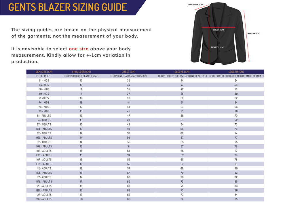 Gents Emb Blazer - Grosvenor Boys High - Royal – Gem Schoolwear